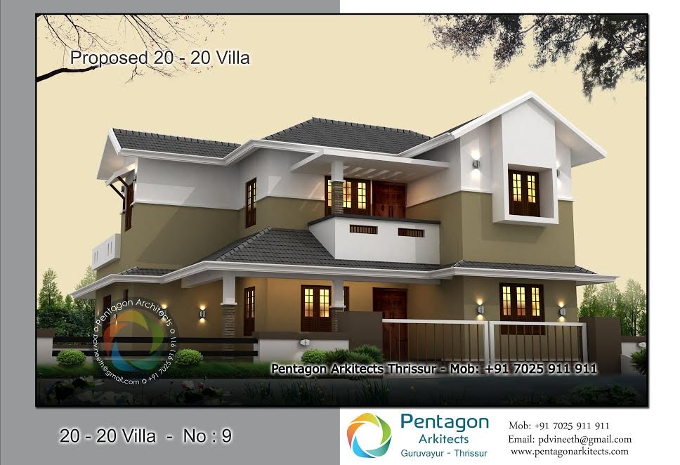 1974 Square Feet 3 Attached Bedroom Sloping Roof Modern Home Design and ...