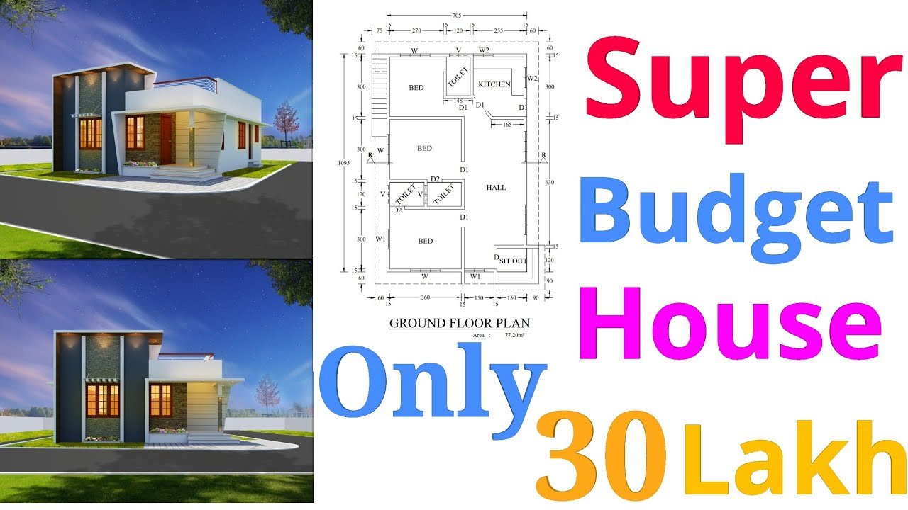1000 Square Feet 3 Bedroom Contemporary Style Single Floor House and ...