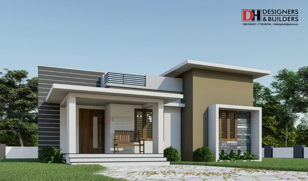 990 Square Feet 2 Bedroom Flat Roof Modern Single Floor House Design ...
