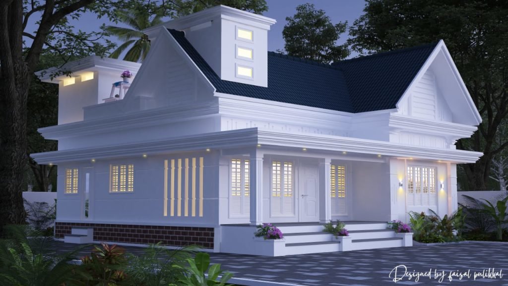 1350 Sq Ft 2BHK Colonial Style Single-Storey House Design - Home Pictures
