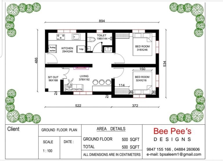 500 Sq Ft 2BHK Sinlge-Storey Beautiful House and Free Plan - Home Pictures