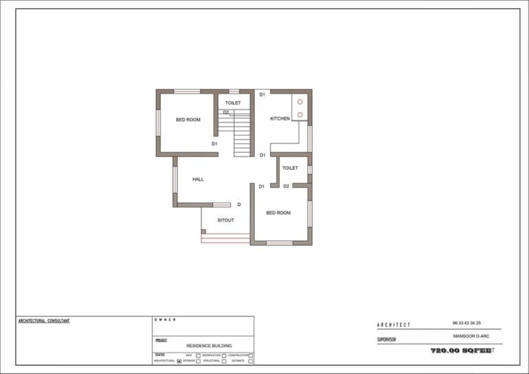 720 Sq Ft 2BHK Contemporary Style Single-Storey House and Free Plan, 10 ...