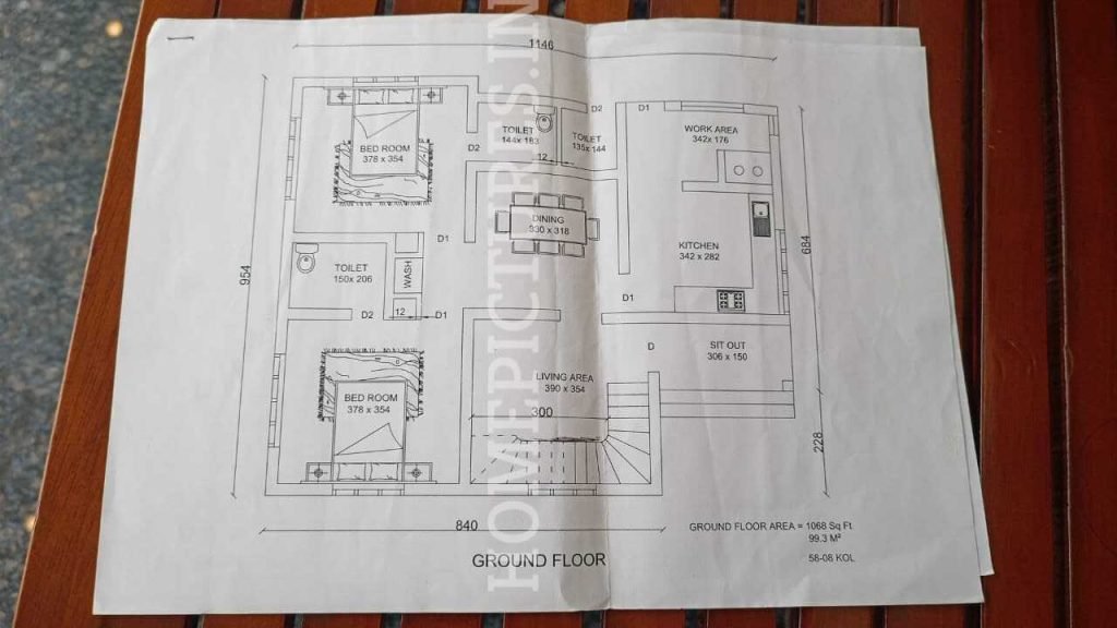 1534 Sq Ft 3BHK Two Storey Home at 14 Cent Plot, Free Plan, 24 Lacks ...