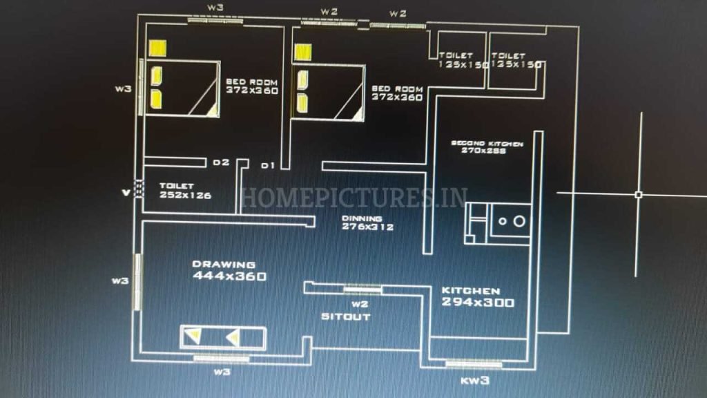 1125 Sq Ft 2 BHK Home at 5 Cent, Free Plan, 20 Lacks with Interior ...